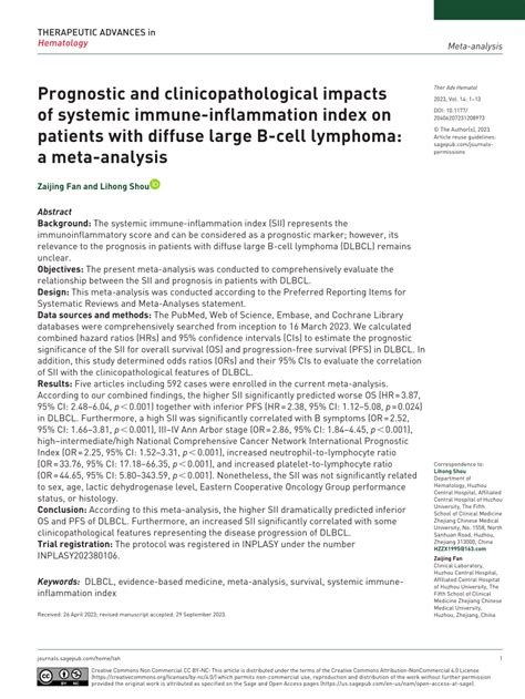 Pdf Prognostic And Clinicopathological Impacts Of Systemic Immune Inflammation Index On