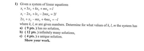 Solved Given A System Of Linear Equations Chegg