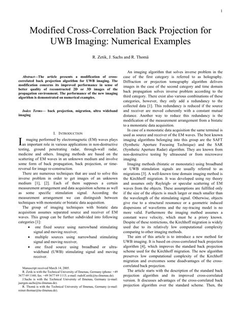 Full Article Modified Cross Correlation Back Projection For Uwb