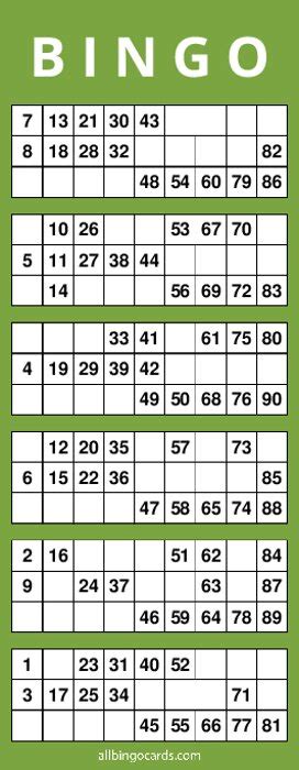 Free Printable Bingo Cards 1 90 2025