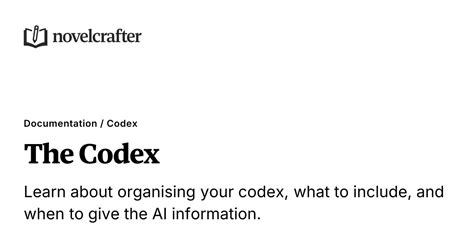 The Codex Codex Novelcrafter Help