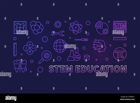 Stem Education Minimal Vector Outline Colored Illustration Science