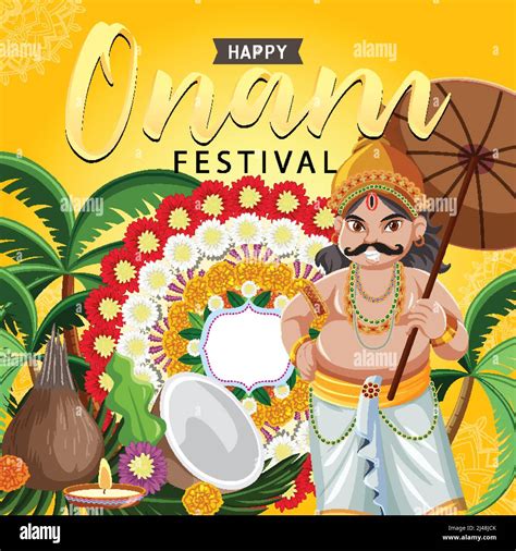 Onam Hindu Harvest Festival Poster Illustration Stock Vector Image