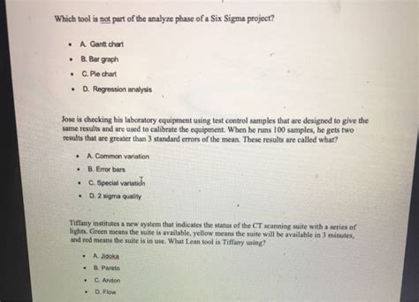 Solved Which Tool Is Not Part Of The Analyze Phase Of A Six
