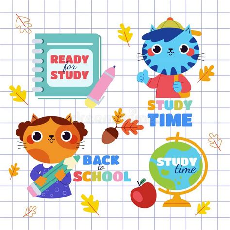 Flat Back School Vector Design Labels Collection Stock Vector