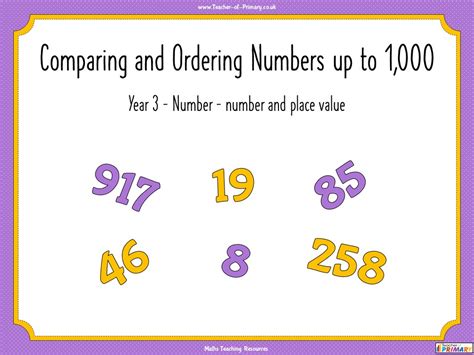 Comparing And Ordering Numbers Up To 1 000 Year 3 Teaching Resources