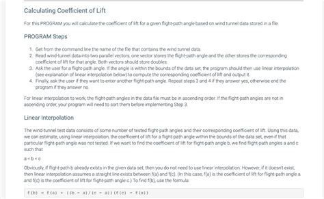 Solved Calculating Coefficient Of Lift For This PROGRAM You Chegg