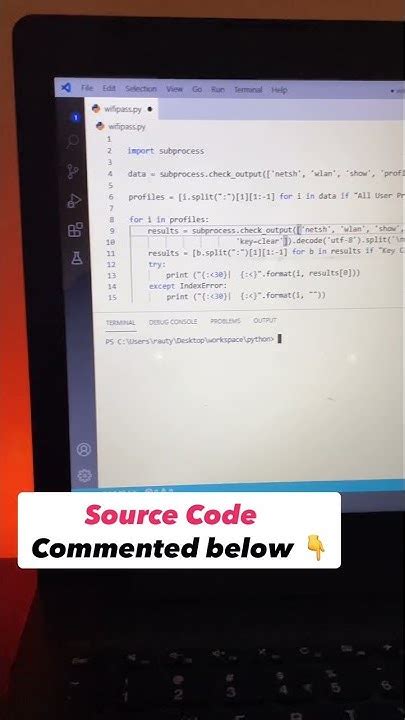 Get Wifi Passwords Using Python 👨‍💻🔑 Python Pythoncode Youtube