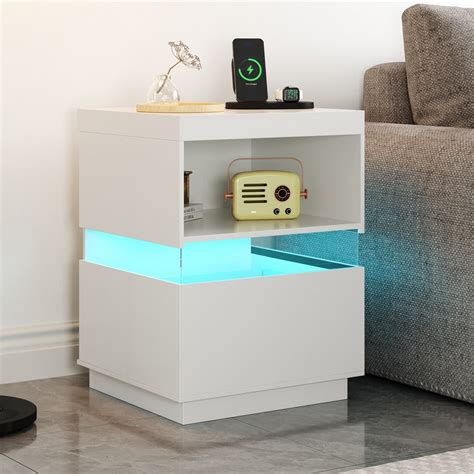 Pxloue Nachtkommode Nachttisch Hochglanz Set 1 St Mit 2 Usb
