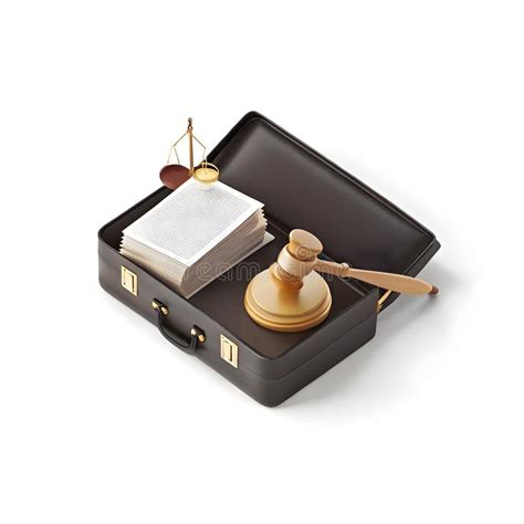 Brown Leather Briefcase With Legal Documents Gavel And Scales Of Justice Stock Illustration