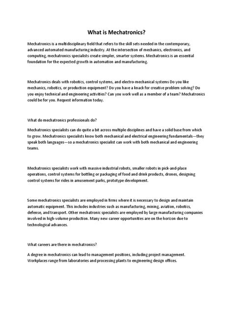 what is mechatronics pdf mechatronics engineering
