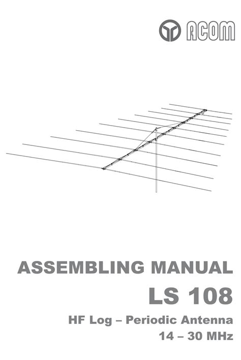 Acom Ls 108 Assembling Manual Pdf Download Manualslib