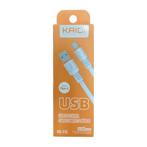 CABO USB KAIDI KD 31C TIPO C Eletronicaklein