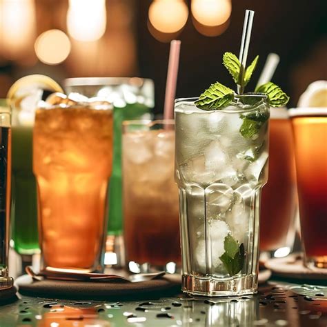 Premium Ai Image Bar Various Cocktails On The Table