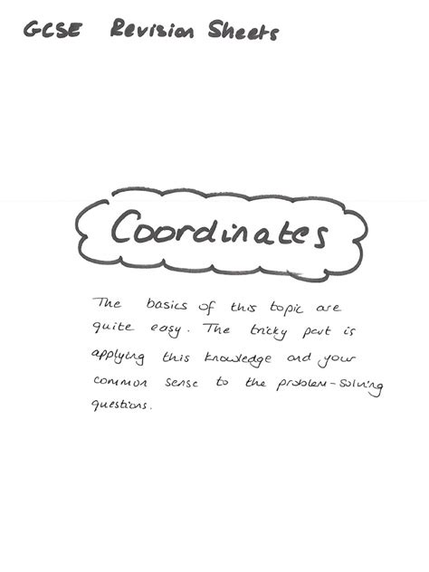 Gcse Weekly Revision Coordinates Pdf