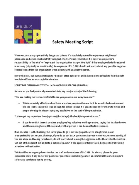 Safety Script Pdf Psychology Human Nature