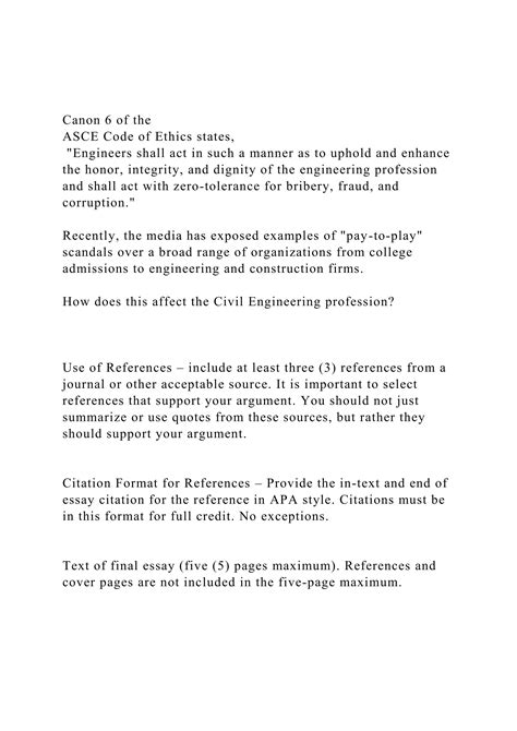 Canon 6 Of The Asce Code Of Ethics States Engineers Shall Docx
