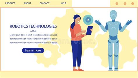 Landing Page Offering Modern Robotic Technologies Stock Vector Illustration Of Process