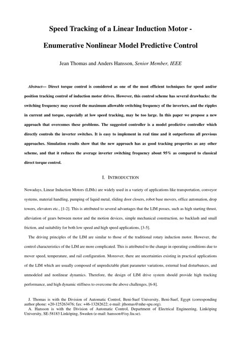Pdf Speed Tracking Of A Linear Induction Motor Enumerative