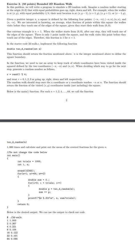 Solved Exercise Points Bounded D Random Walk In Chegg Com