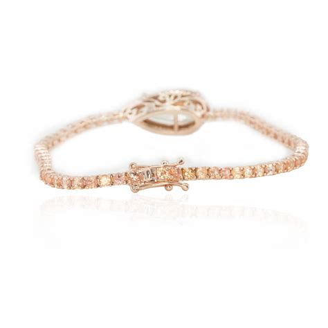 Pear Morganite Tennis Bracelet With Diamond Halo Rare Peach Sapphires