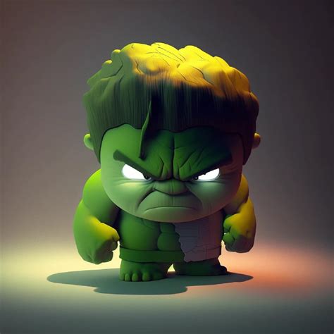 儿童小孩子版绿巨人呆萌可爱卡通头像图片，q版绿巨人萌图