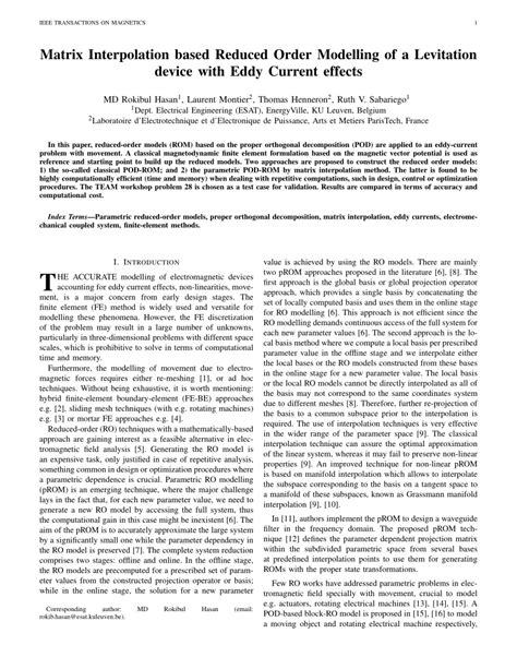 Pdf Matrix Interpolation Based Reduced Order Modeling Of A Levitation
