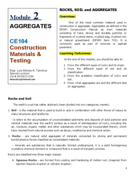 aggregates construction materials and testing pdf rock geology concrete