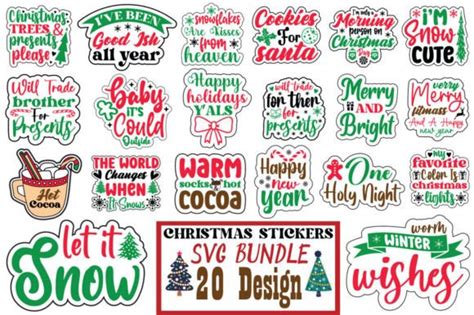 Christmas Stickers Svg Bundle Graphic By Dollarsmart · Creative Fabrica
