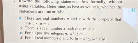 Solved 7 Rewrite The Following Statements Less Formally Chegg
