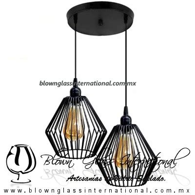 L Mpara Colgante Rejilla Diamante Tupida Industrial Vintage Blown Glass International