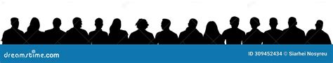 society silhouette of moving crowd people in profile vector