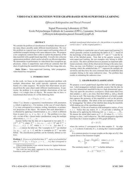 Pdf Video Face Recognition With Graph Based Semi Supervised Learning
