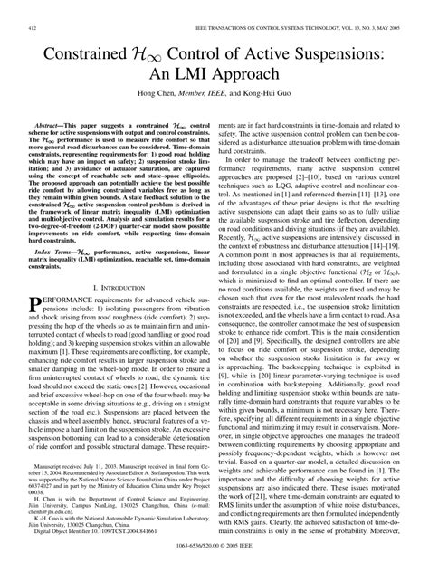 pdf constrained h infinity control of active suspensions an lmi approach