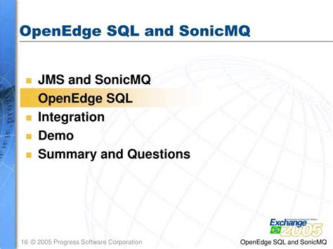 Ppt Openedge® Sql And Sonicmq® Using Jms With Sql Applications