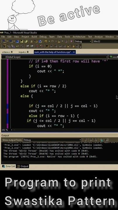 C Program To Print Swastika Pattern Coding Shorts Youtubeshorts