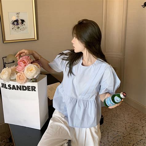 마리타 루즈핏 반팔 퍼프 블라우스