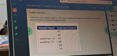 en what do you want to learn assignment 1 iteration control