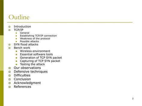 Ppt Tcp Syn Flood Dos Attack Experiments In Wireless Network
