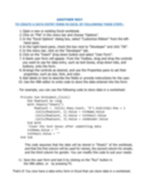 SOLUTION How To Create A Data Entry Form In Excel Using Vba Studypool