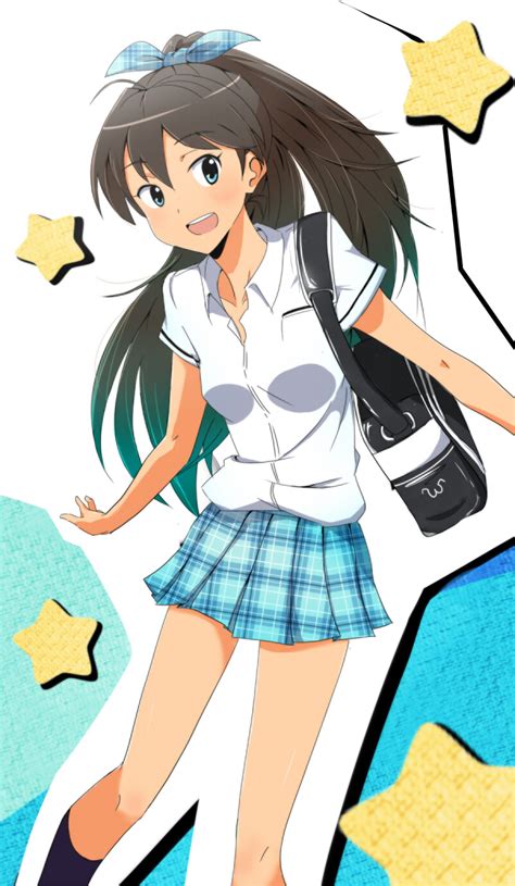 Safebooru Black Hair Blue Eyes Ganaha Hibiki Highres Idolmaster Long