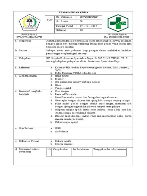 Sop Pemasangan Opha Pdf
