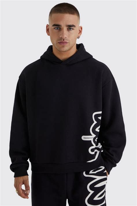 Oversized Boxy Graffiti Print Hoodie Boohoo