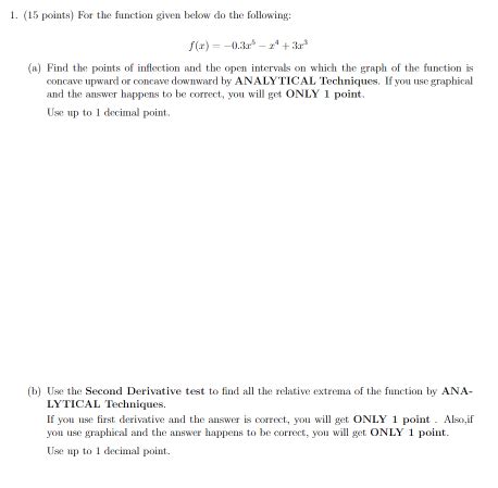 Solved 1 15 Points For The Function Given Below Do The Chegg Com