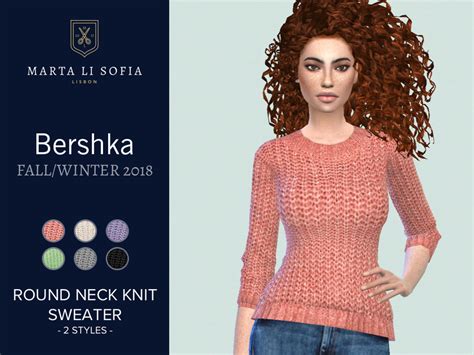 The Sims Resource Marta Li Bershka Round Neck Knit Sweater