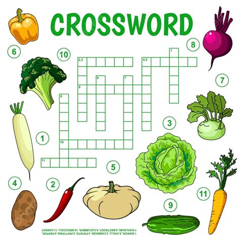 Raw Farm Vegetables Crossword Grid Worksheet Template Download On Pngtree