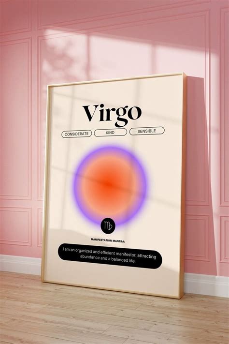 Virgo Zodiac Print Virgo Ts Girly Wall Art Aura Poster Aura Print