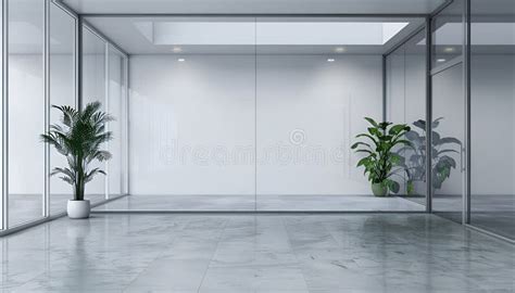 Empty Glass Office Wall For Logo Mockup Making Stock Illustration