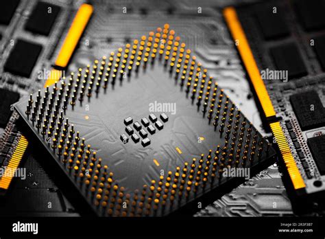 Close Up Of RAM Memory And Pins On Main CPU PC Processor Circuit Board Stock Photo Alamy