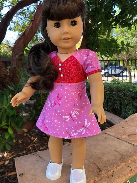 18 Inch Pinkred Dress With Raglan Sleeves Doll Clothes Fit American